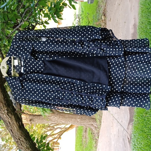 Emma James | Skirts | Emma James 3 Pc Navy Blue Polka Dot Blouse Shell ...